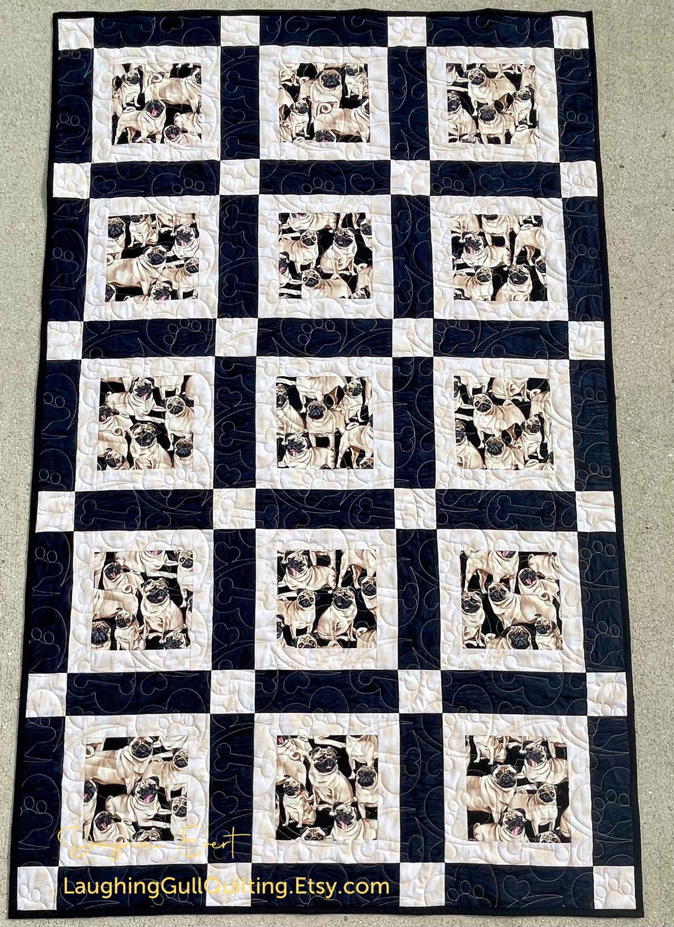 Pug Quilt Handmade Dog Themed Blanket Handmade Dog Quilt - Etsy