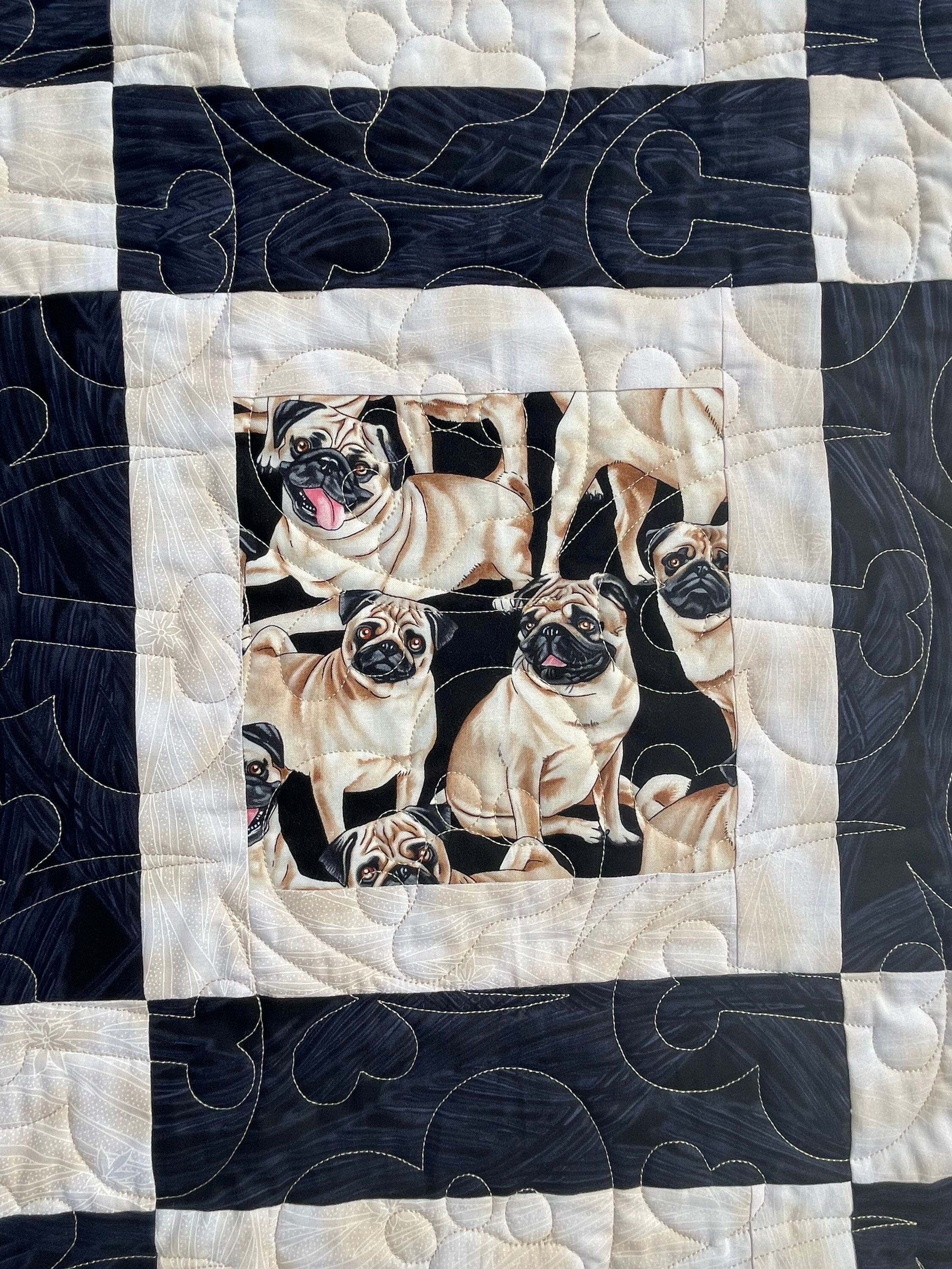 Pug Quilt Handmade Dog Themed Blanket Handmade Dog Quilt - Etsy