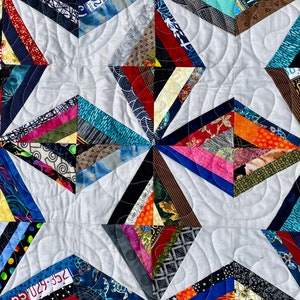 Scrappy Strip Stars Handmade Modern Large Lap Quilt - Etsy