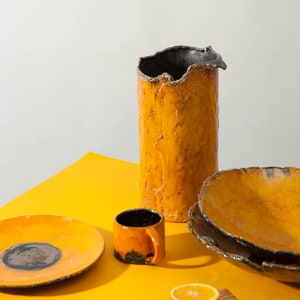 Chilli Red Ceramic Dinnerware Set of 5 Pieces, Pottery Ceramics Set ...