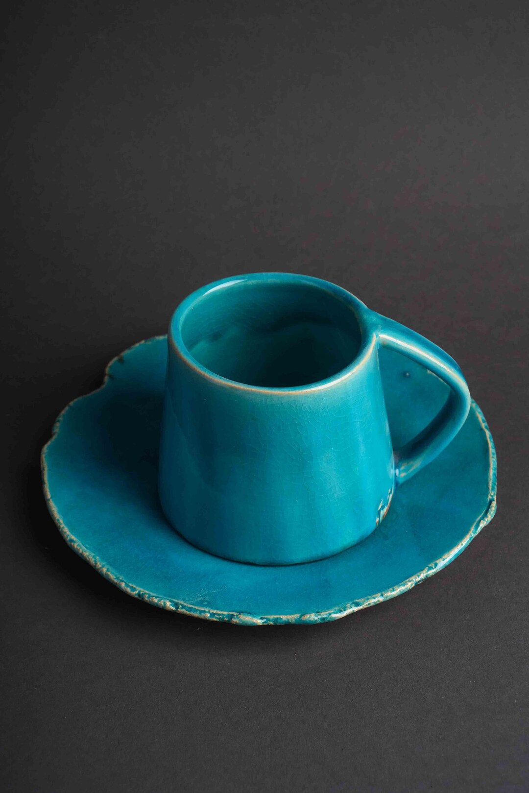 Handmade Ceramic Coffee Mug, Turquoise Pottery Cup With Handle, Rustic ...