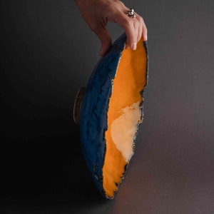Unique Ceramic Orange Large Serving Platter, Large Red Bowl for Table ...
