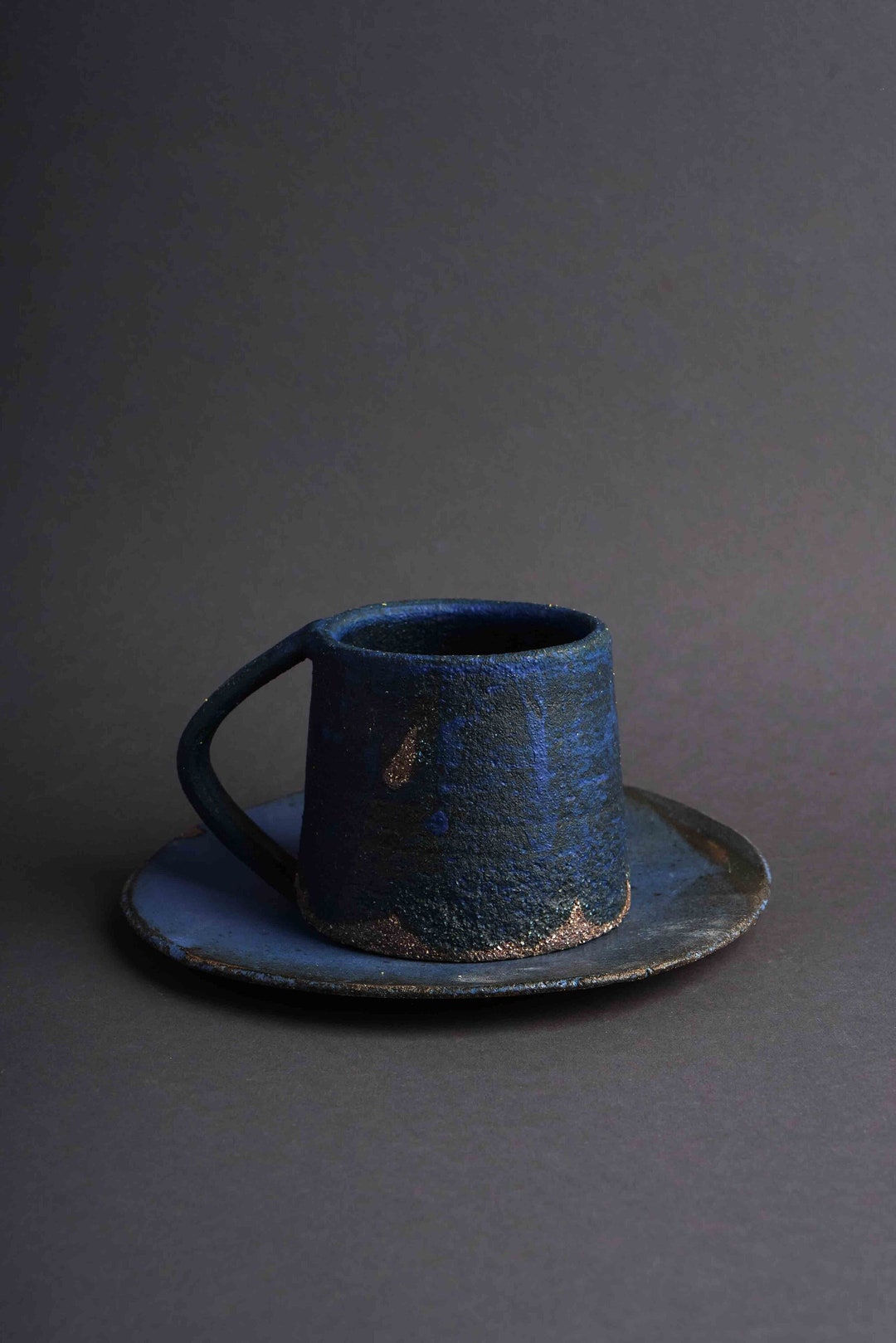 Unique Matte Navy Blue Ceramic Mug, Large Tea Cup, Coffee Mug Pottery ...