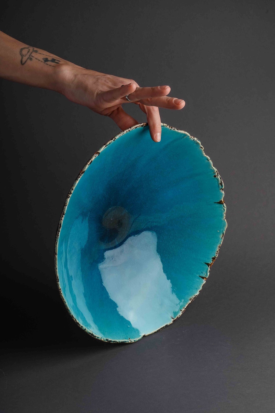 Handmade Pottery Plate, Large Serving Platter, Ceramic Fruit Plate ...