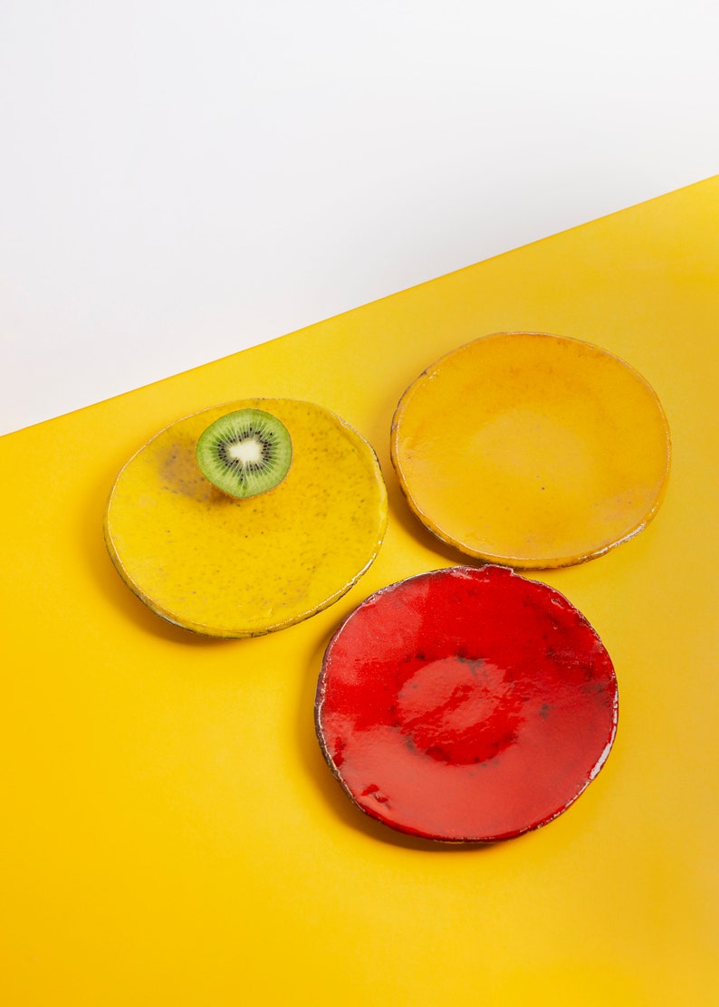 Yellow Round Plate Small Plate Colorful Saucer Plate Under - Etsy
