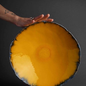 Unique Ceramic Orange Large Serving Platter, Large Red Bowl for Table ...