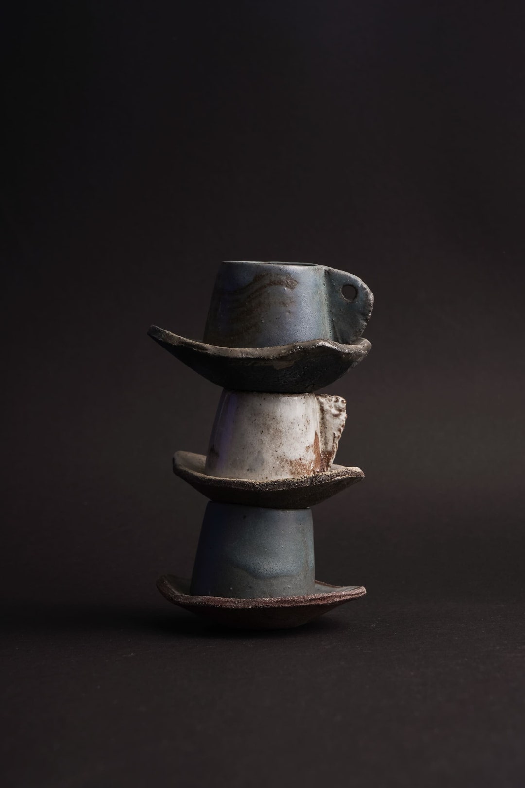 Unique Handmade Pinched Mug, Rustic Ceramic Small Coffee Cup With ...