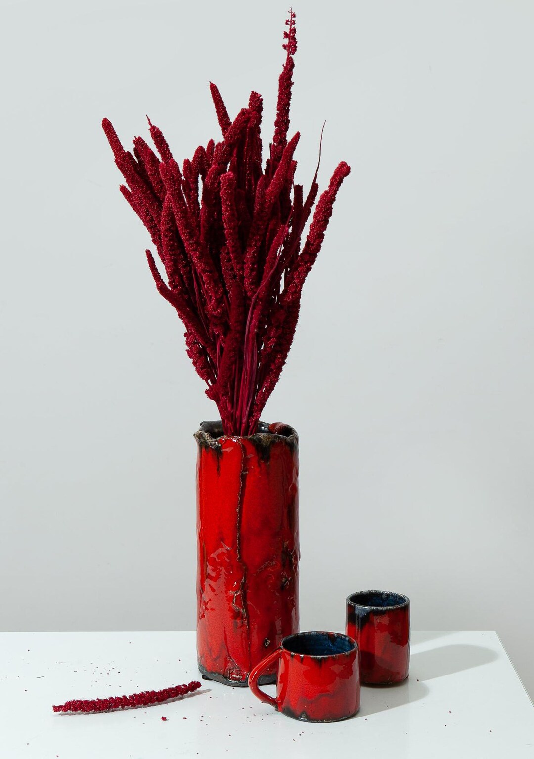 Red Pottery Vase, Royal Ceramic Vase, Stoneware Flower Vase ...