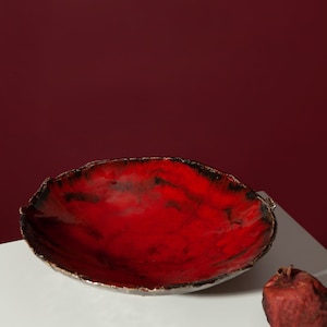 Red Ceramic Platter, Large Pottery Platter, Handmade Serving Platter ...