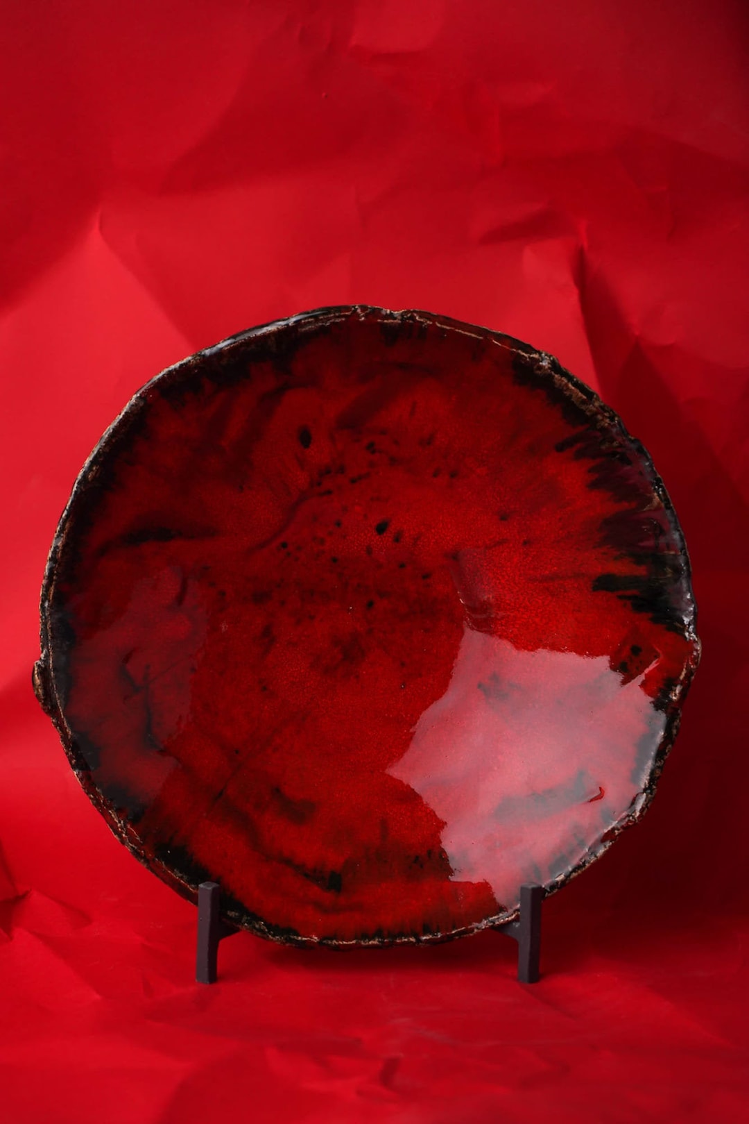 Red Ceramic Platter, Large Pottery Platter, Handmade Serving Platter ...