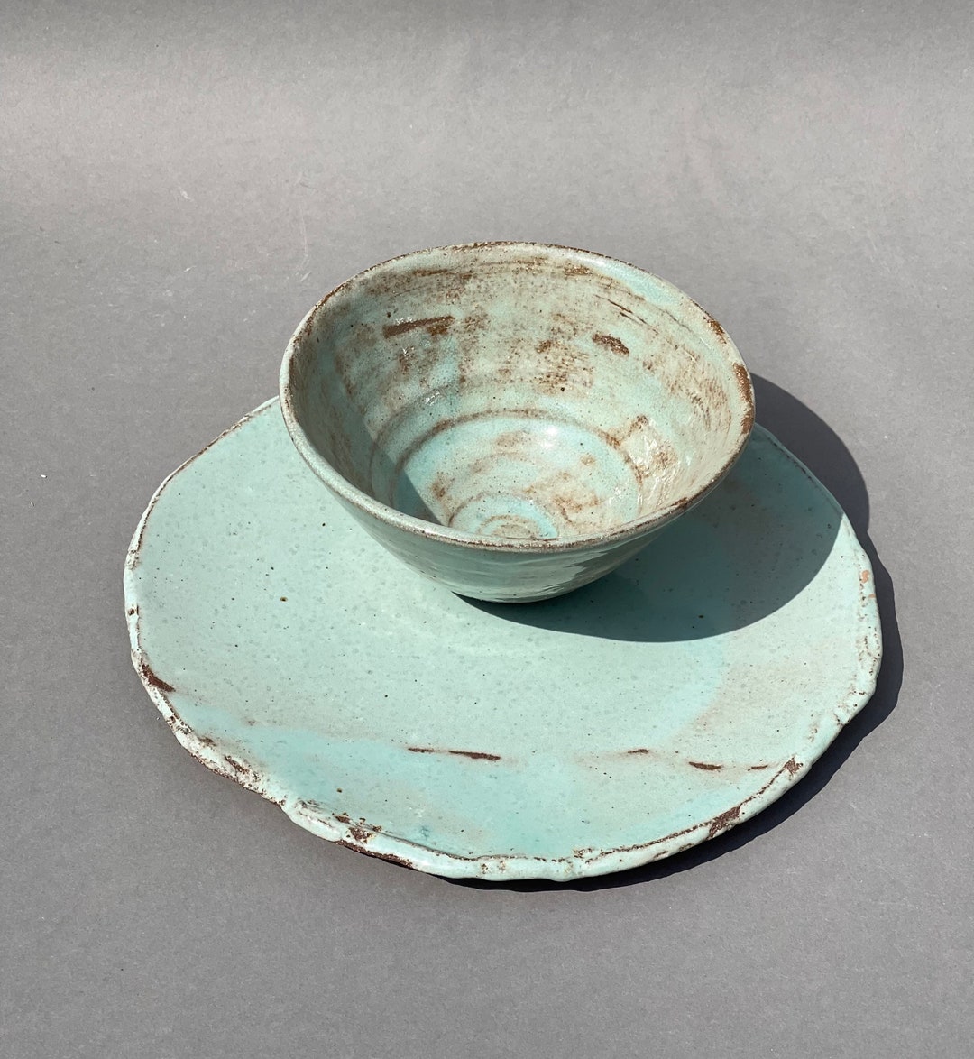 Pastel Ceramic Plates, Breakfest Pottery Set, Bowl With Plate, Modern ...