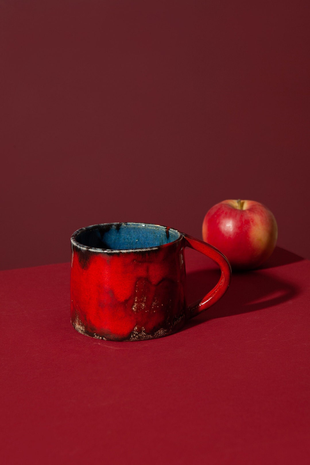 Red Coffee Mug, Ceramic Mug, Handmade Mug, Unique Mug Set, Pottery Tea ...