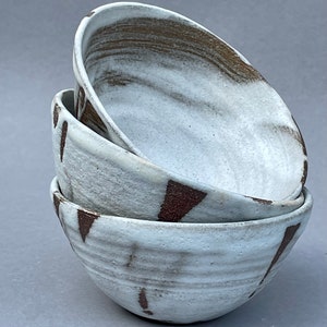 Handmade Ceramic Bowl Set, Blue Brown Speckled Glaze, Rustic Pottery ...