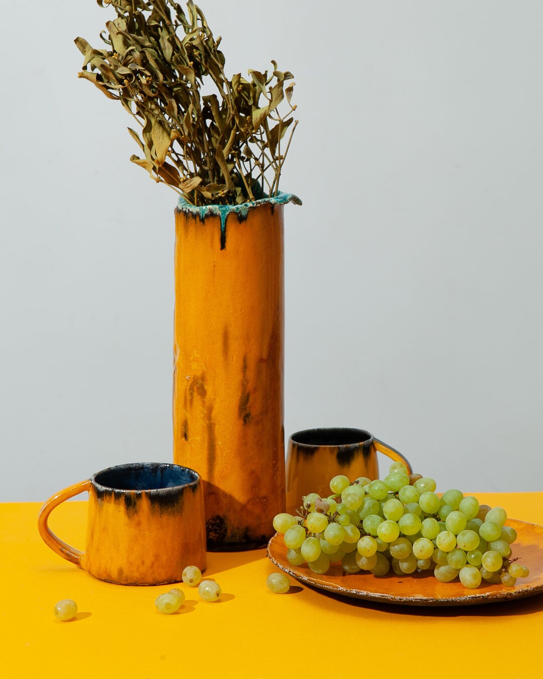 Modern Ceramic Flower Vase, Pottery Colorful Vase, Tall Vase, Stoneware ...