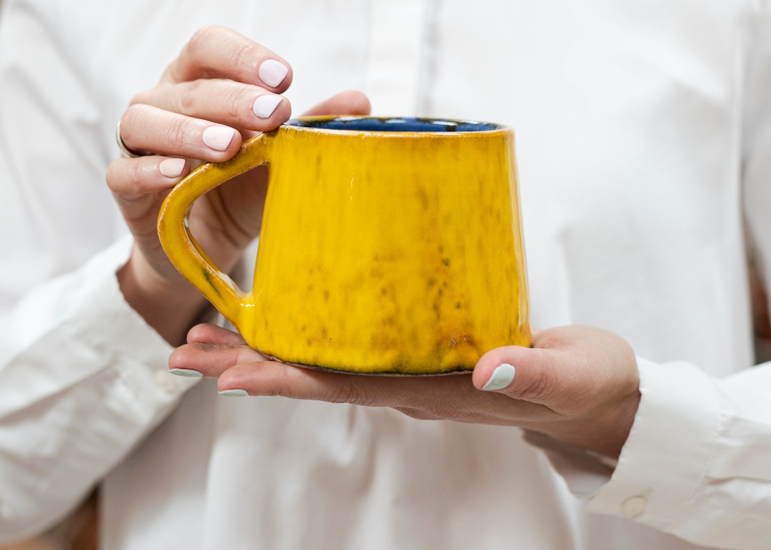 Ceramic Yellow Mug, Coffee Mug, Pottery Mug, Handmade Mug, Stoneware ...