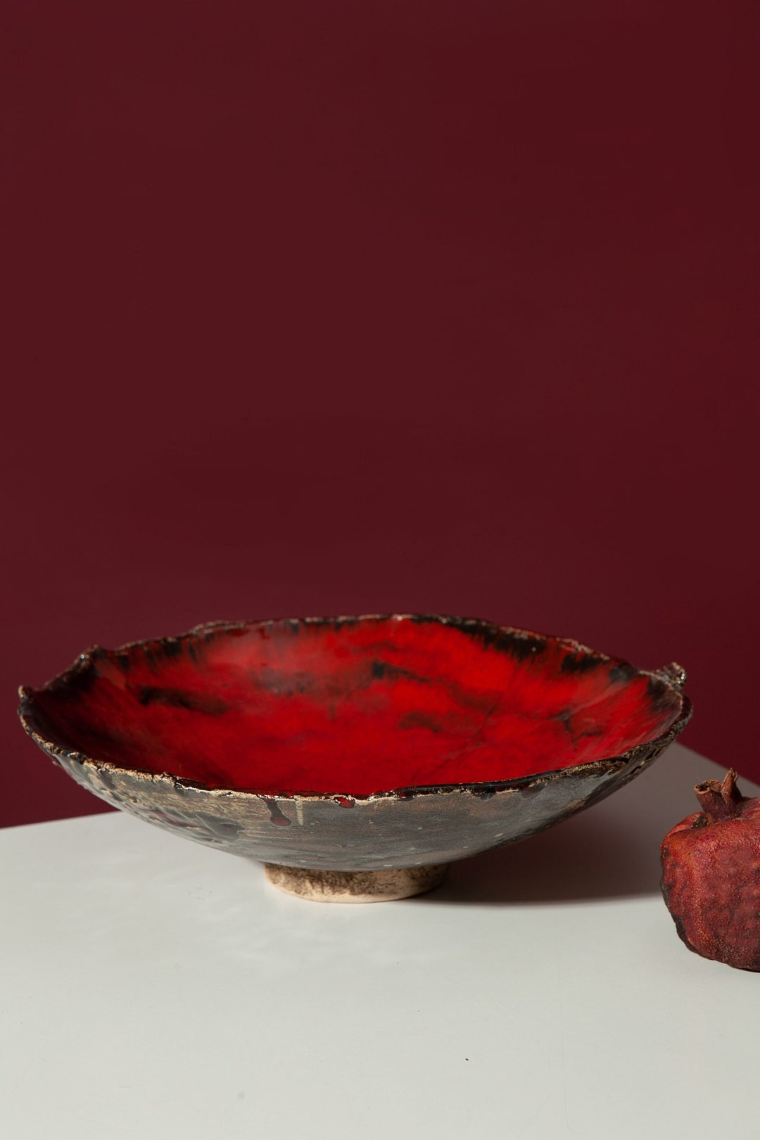 Serving Platter Handmade Pottery, Red Serving Platter, Modern Ceramic ...