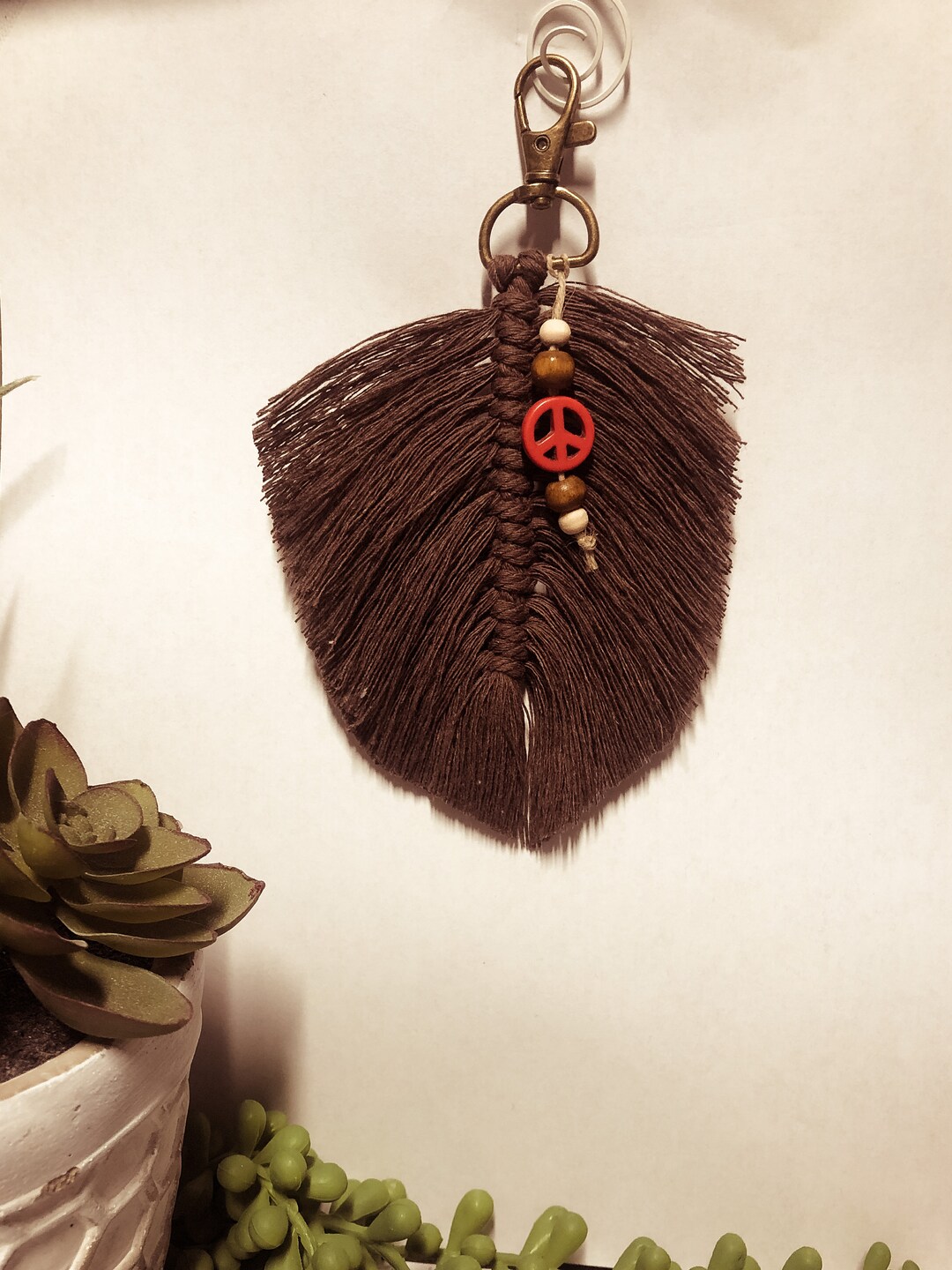 Handmade Macrame Feather Keychain - Etsy UK