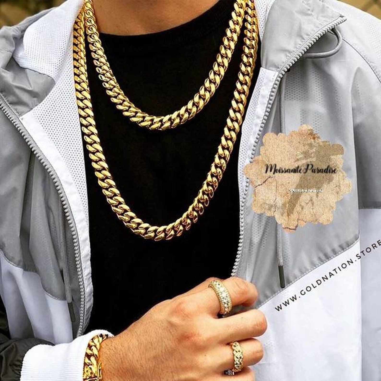 10K Gold Men's Pure Solid Chain 18 Length width 14mm | Etsy