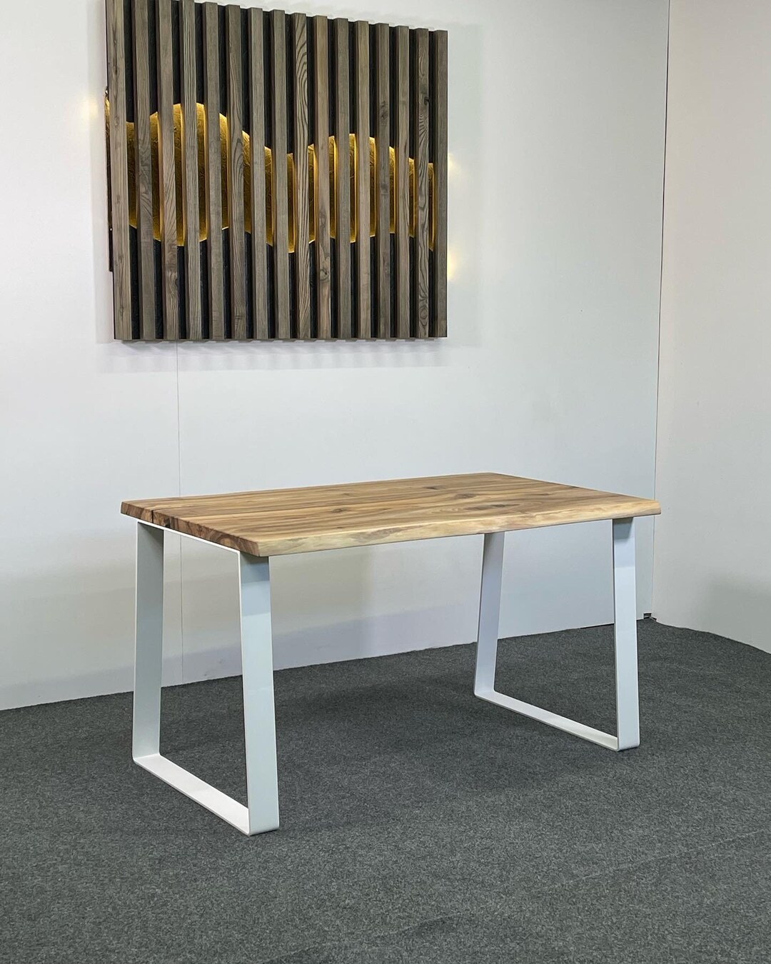 Steel Table Bases "trapeze Strip" (SET OF 2). Metal Desk Legs. U Shaped ...