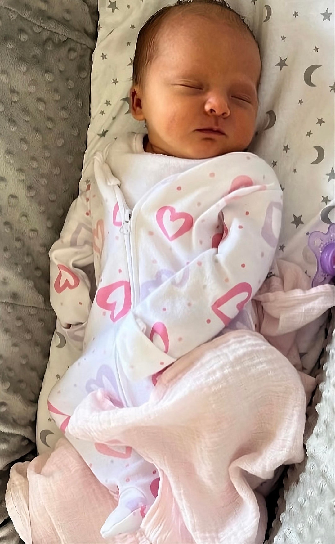 Pink Baby Girl Sleepsuit, Baby Girl Sleeper, Heart Baby Outfit, New ...