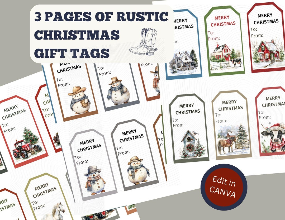 Rustic Christmas Gift Tag / Farm Life / Editable in Canva / Holiday ...