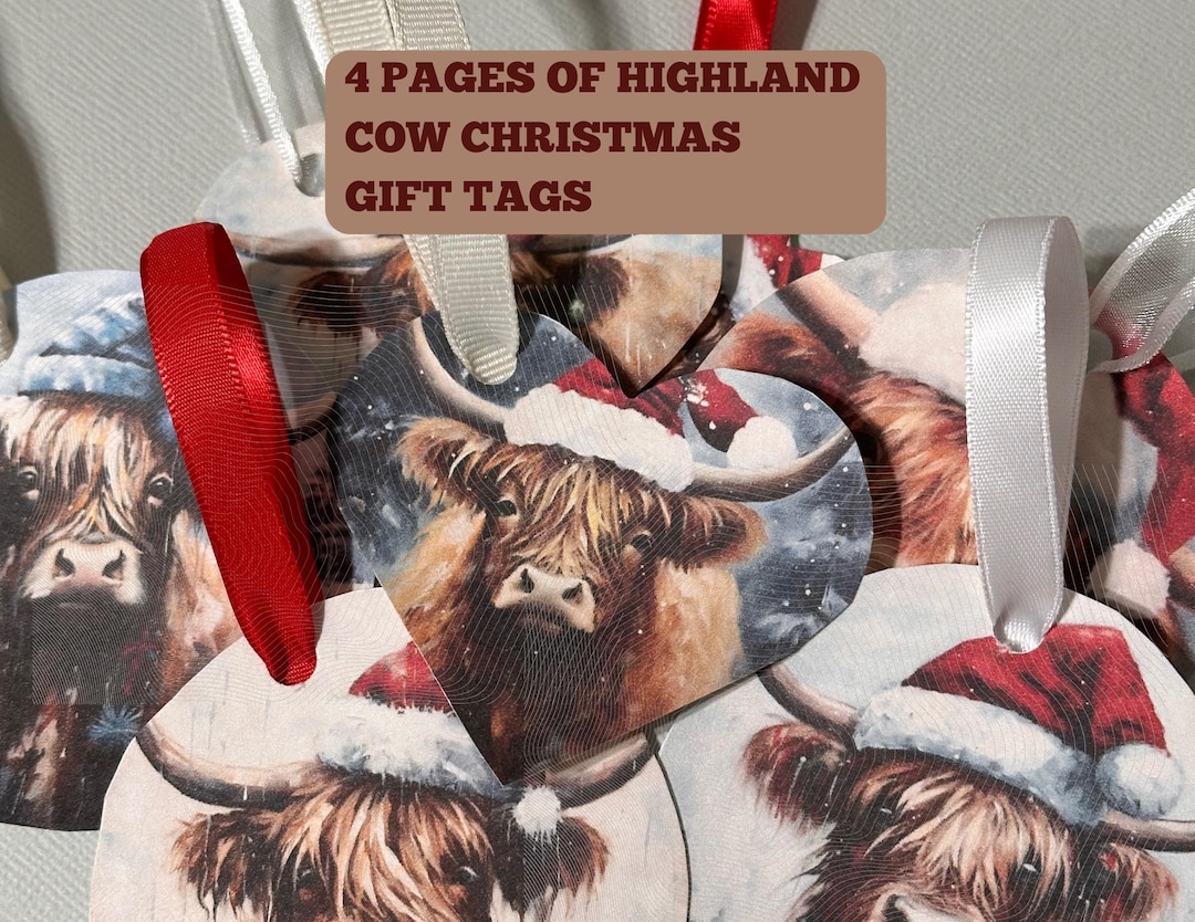 Holiday Gift Tags / Highland Cow / Christmas Tags / Western Christmas ...