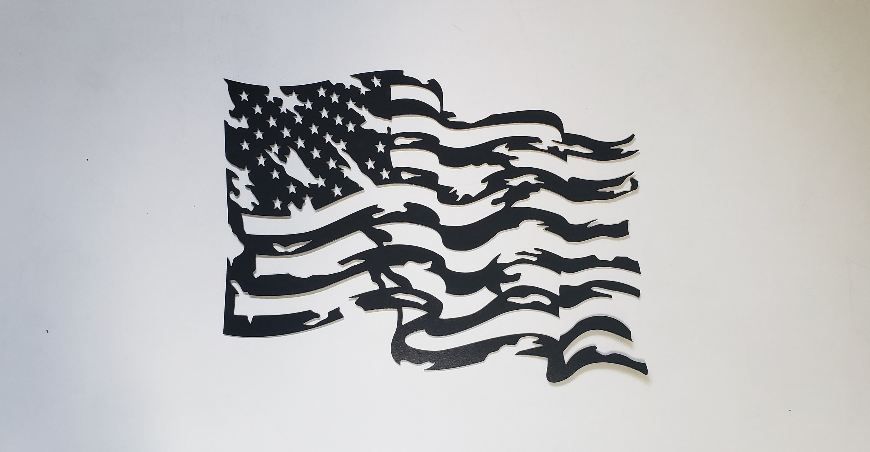 Tattered American Flag Drawing Black And White