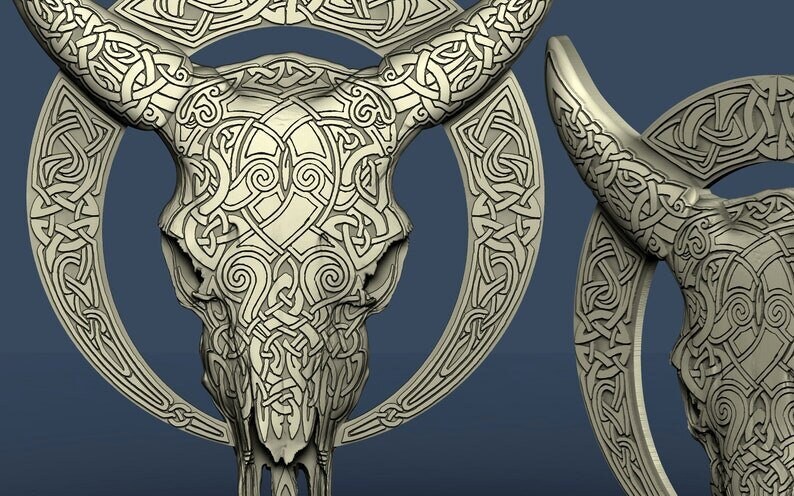 SVG Celtic Skull File, 3D STL Model for CNC, Nordic Interior Craft ...