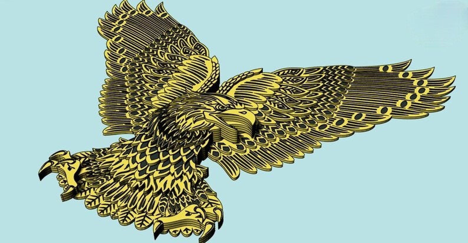 3D Multiplayer Eagle Wall Art, Dwg Dxf Svg Cdr File, Laser Cutter File ...
