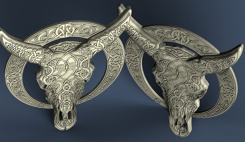 SVG Celtic Skull File, 3D STL Model for CNC, Nordic Interior Craft ...