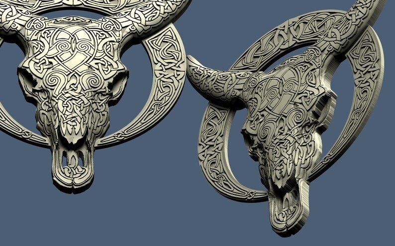 SVG Celtic Skull File, 3D STL Model for CNC, Nordic Interior Craft ...