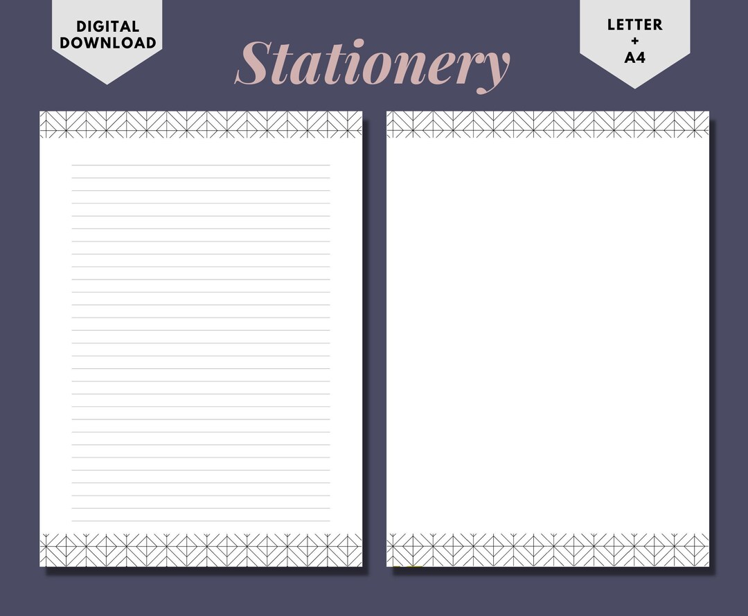 Simple Printable Stationery/writing Paper/digital Paper/printable Paper ...