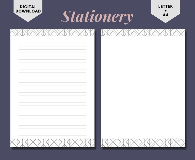 Simple Printable Stationery/writing Paper/digital Paper/printable Paper ...