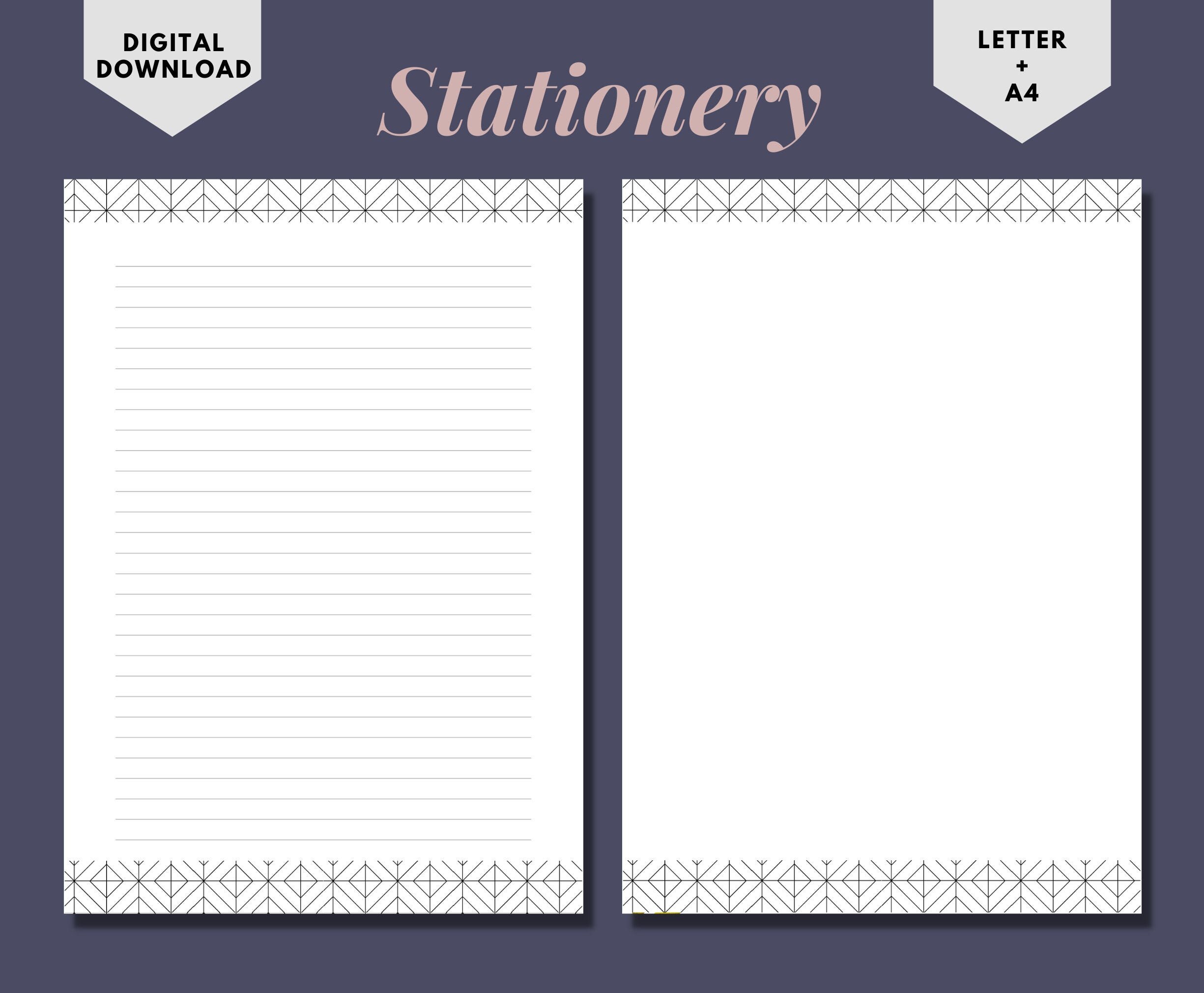 Simple Printable Stationery/writing Paper/digital Paper/printable Paper ...