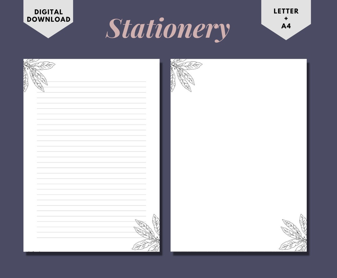 Simple Printable Stationery/writing Paper/digital Paper/printable Paper ...