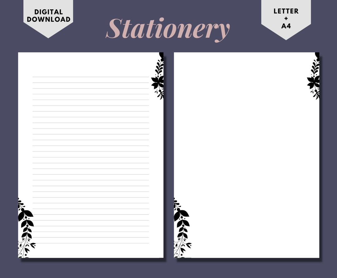 Simple Printable Stationery/writing Paper/digital Paper/printable Paper ...