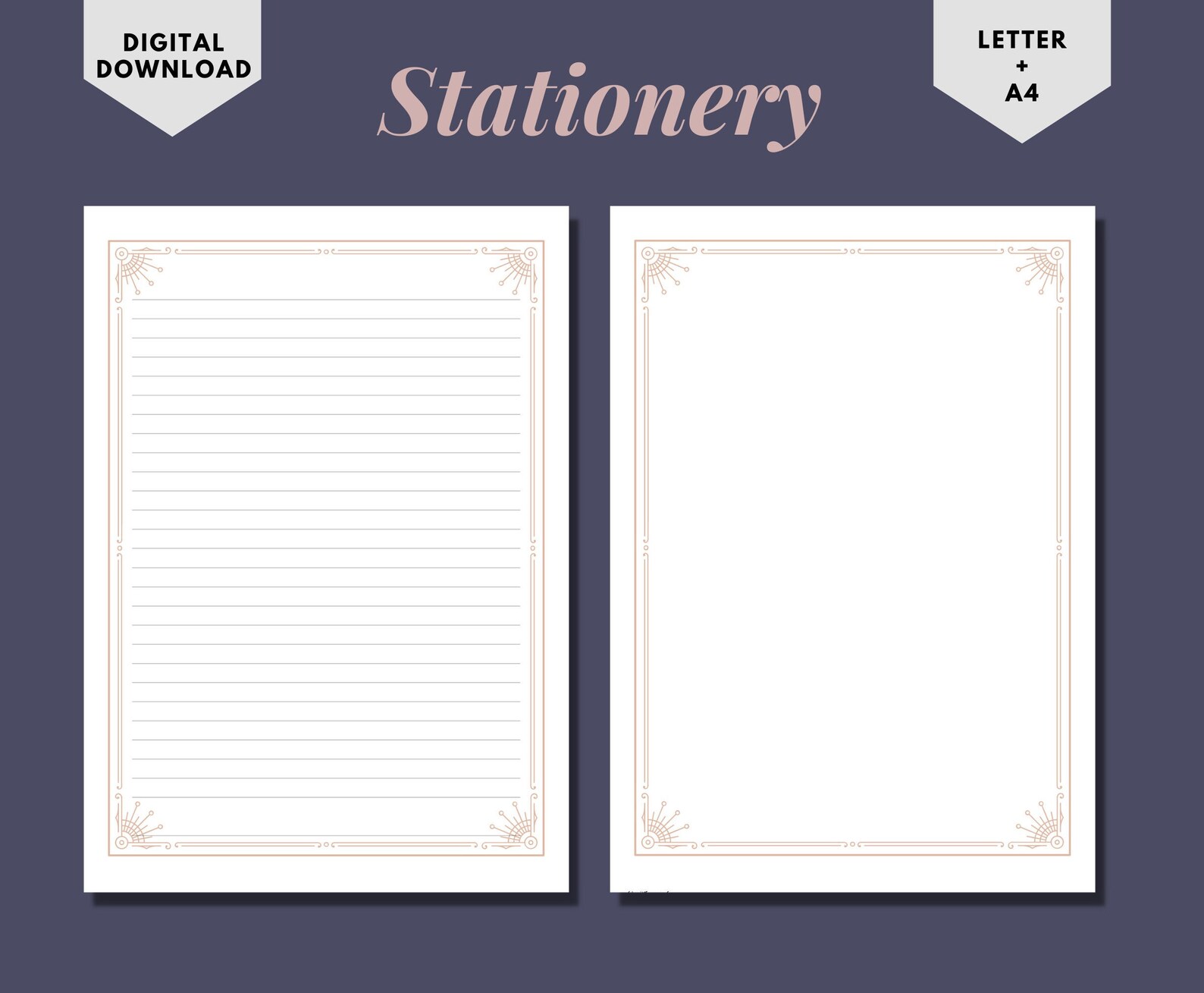 Simple Printable Stationery/writing Paper/digital Paper/printable Paper ...