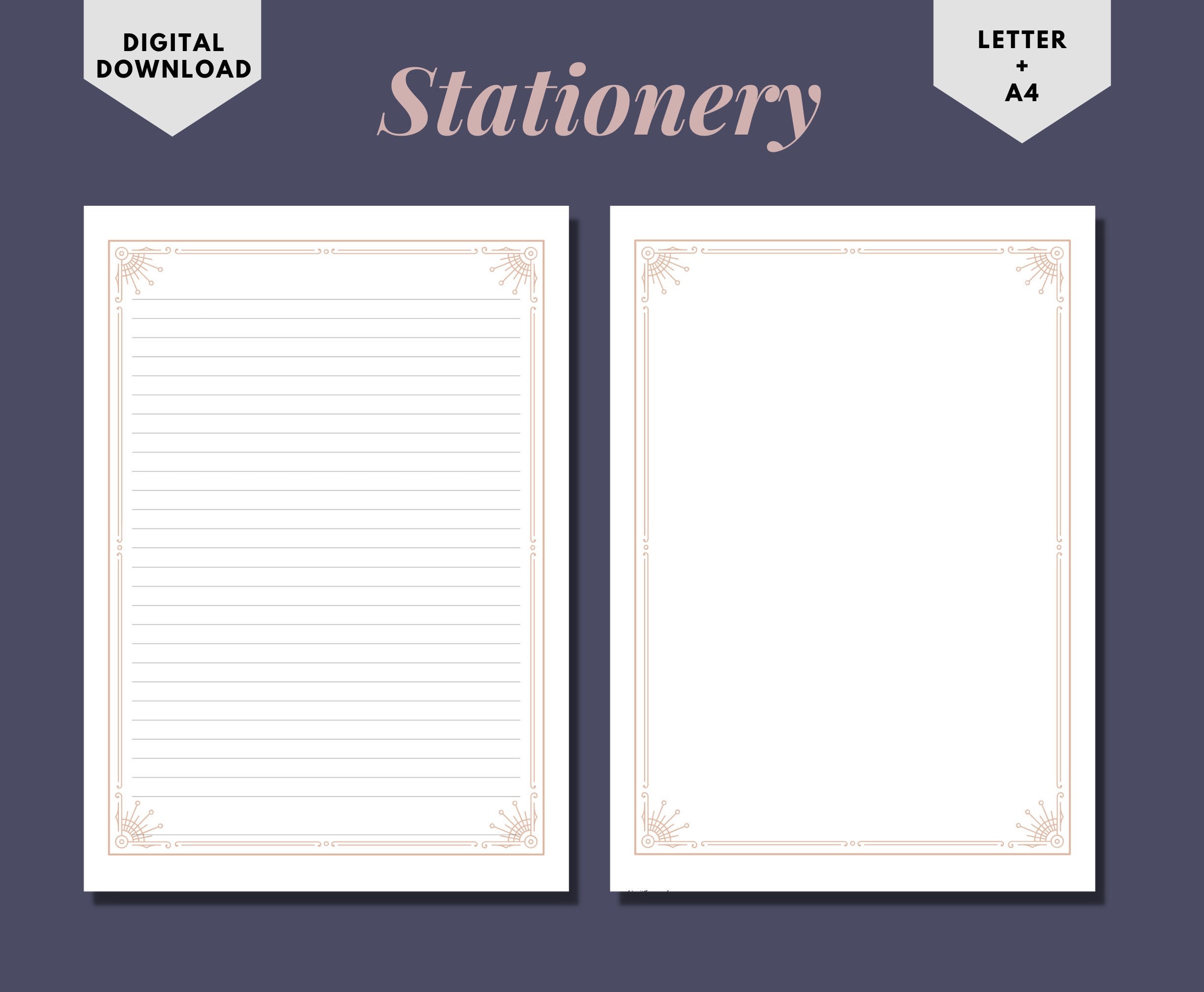 Simple Printable Stationery/writing Paper/digital Paper/printable Paper ...