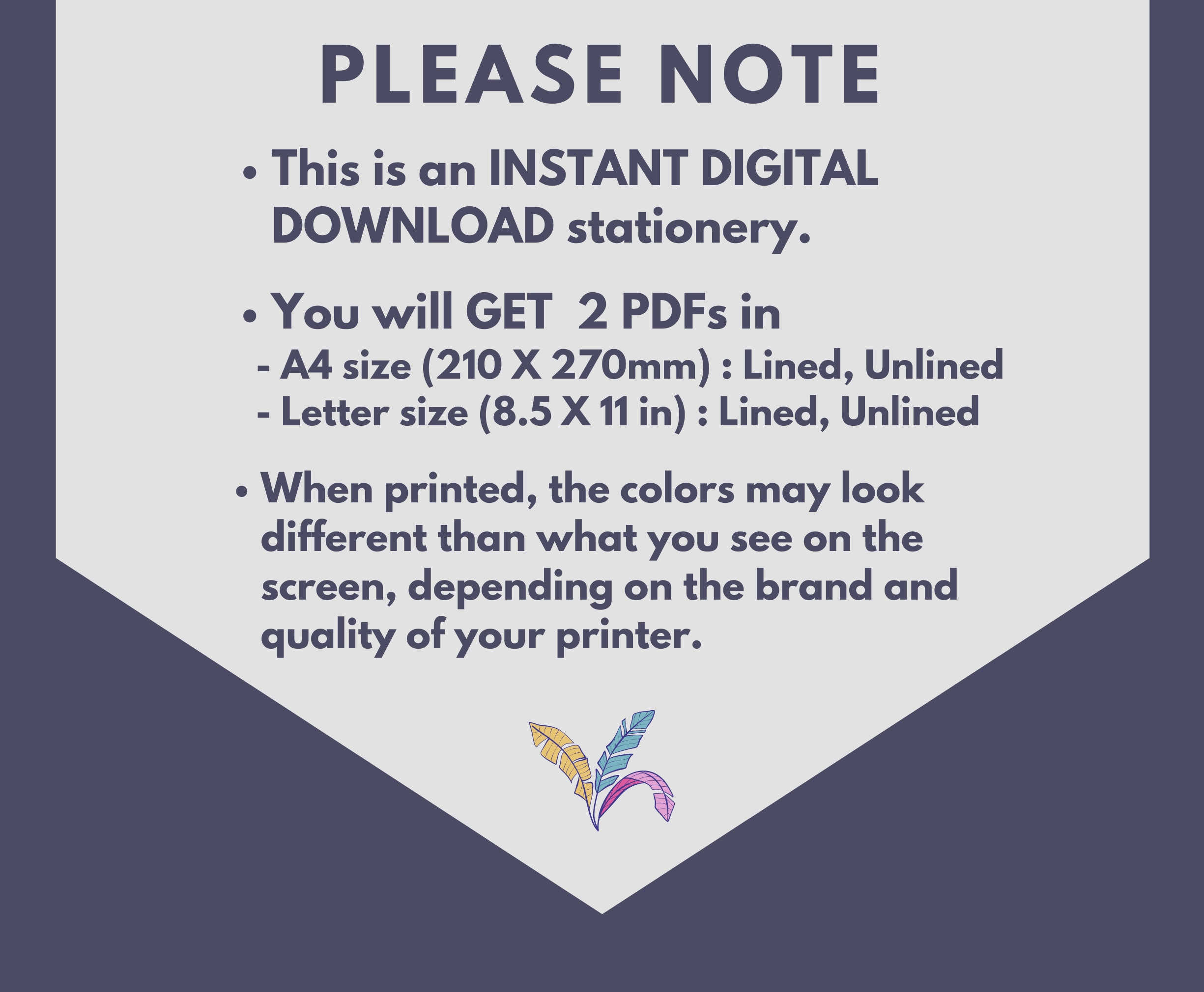 Simple Printable Stationery/writing Paper/digital Paper/printable Paper ...