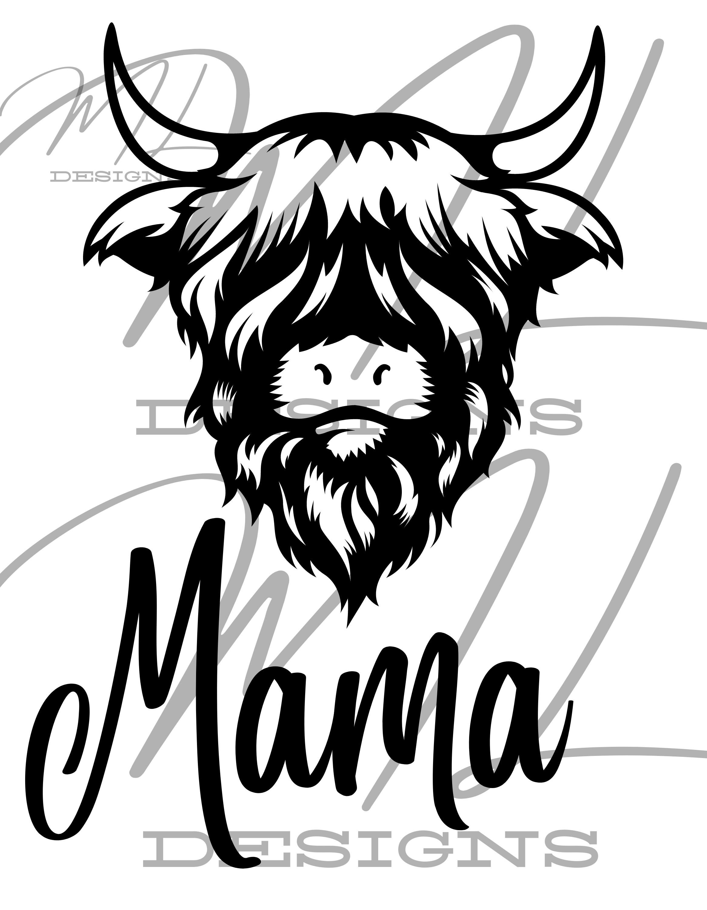 DIGITAL FILE Mama and Mini Highland Cow, Shaggy Cow File for Cricut ...