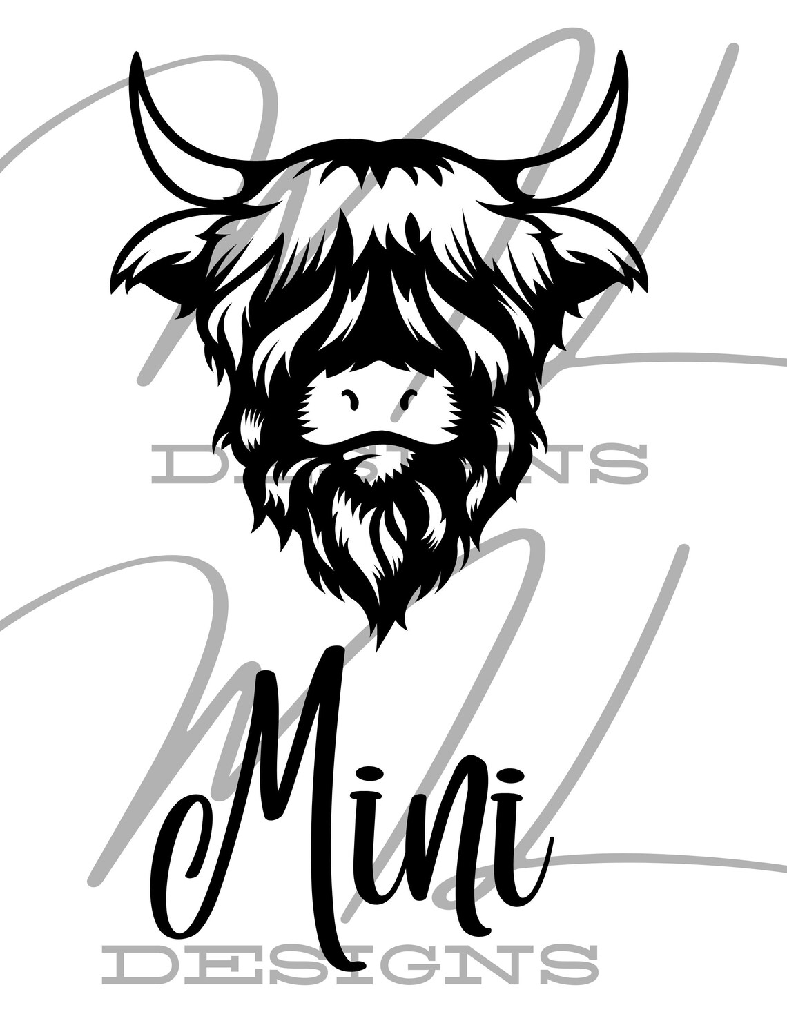 DIGITAL FILE Mama and Mini Highland Cow, Shaggy Cow File for Cricut ...