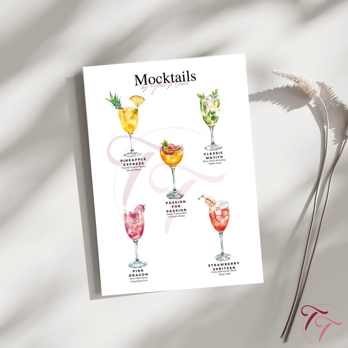 Luxe Cocktail/mocktail Drinks Menu Set – Editable Menu Design | Instant ...