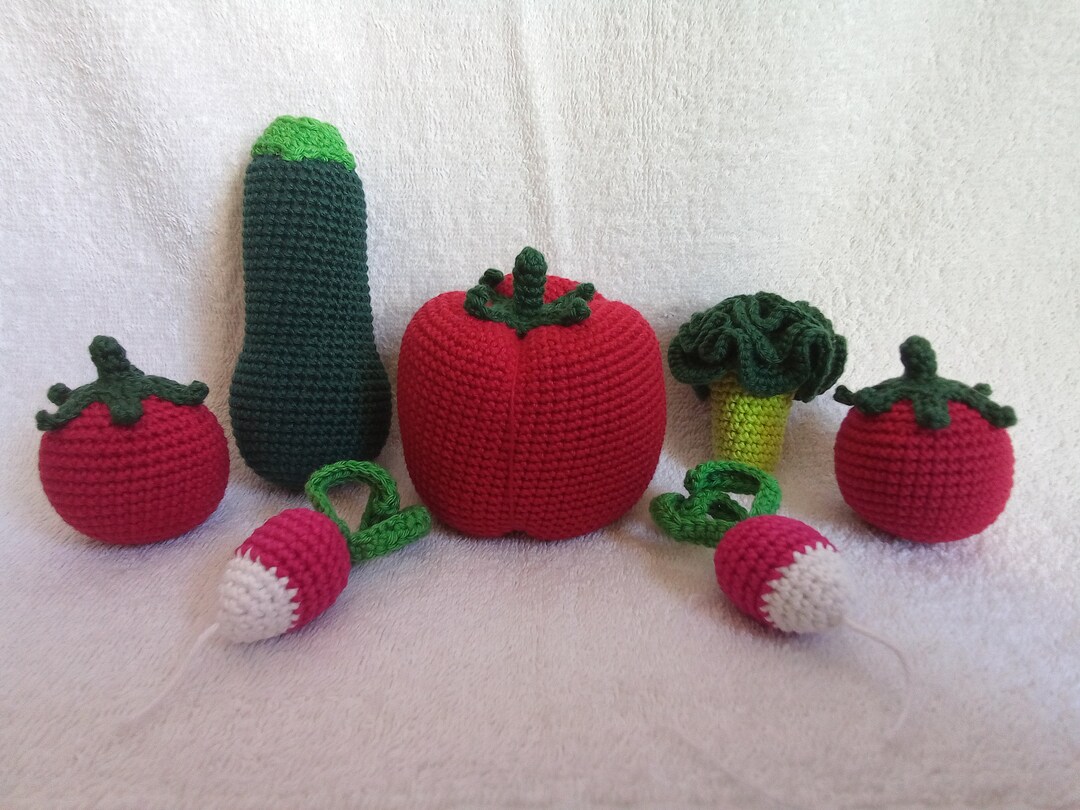 Set of 5 Crocheted Fruits and Vegetables - Etsy