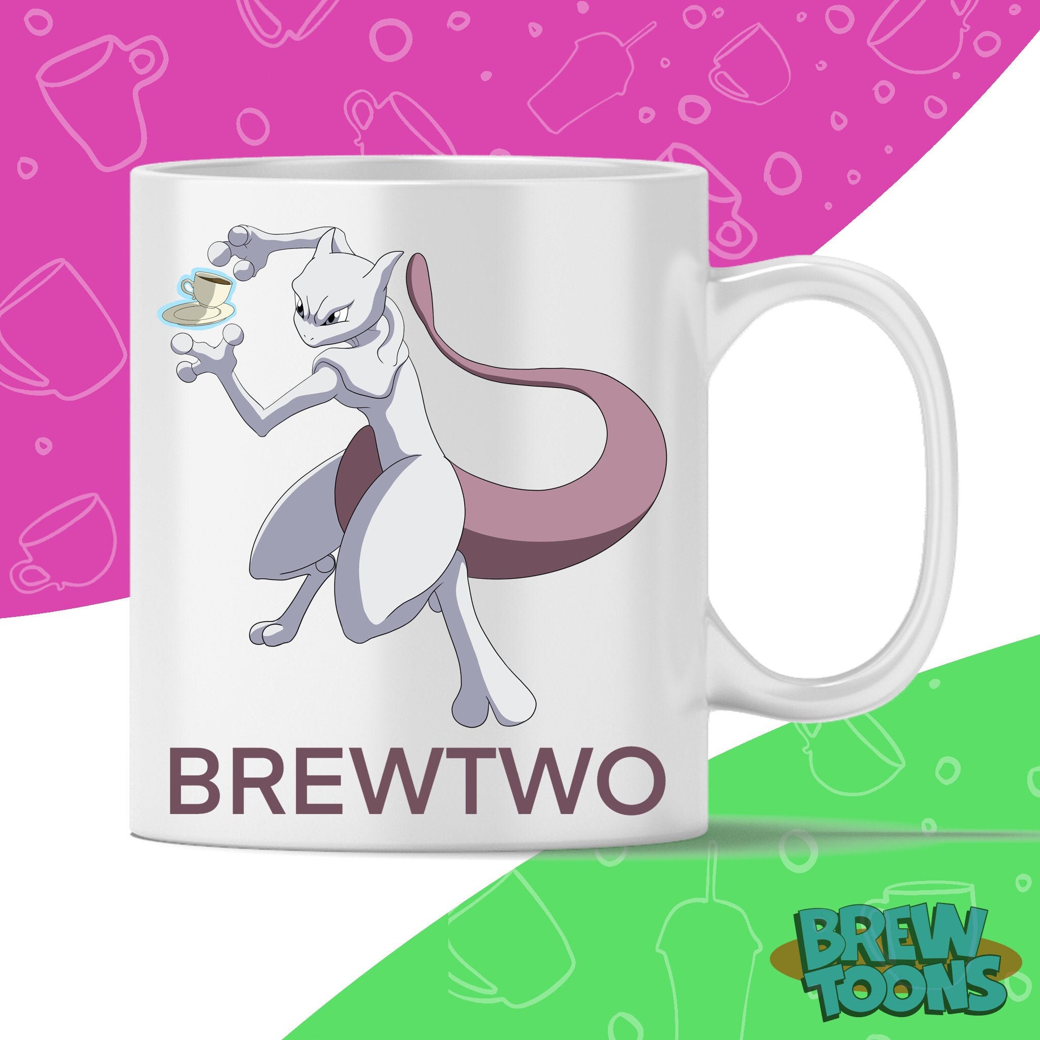 Brewtwo Mug Mewtwo Pokemon Fan Art Mug Cup 325ml | Etsy