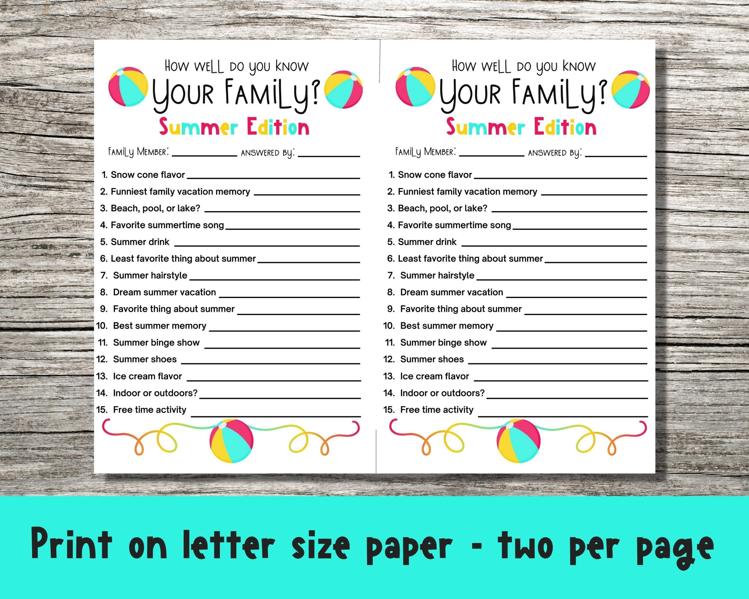 How Well Do You Know Your Family Printable - Etsy