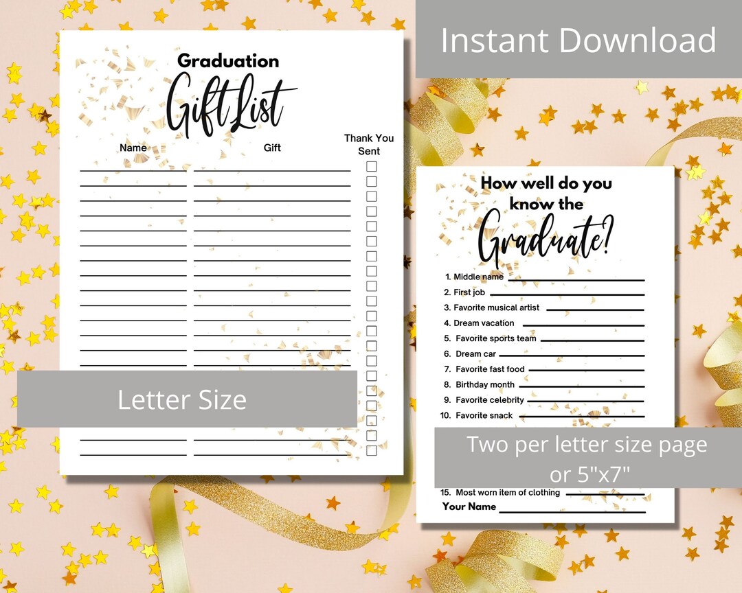 Graduation Printables, Graduation Gift List, How Well Do You Know the ...
