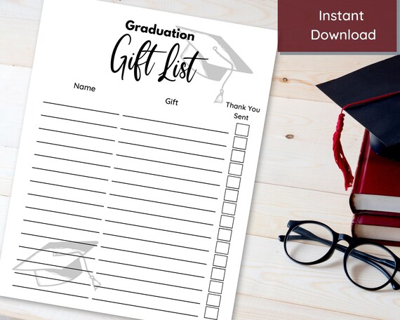 Graduation Printable Gift List Gift List Graduation - Etsy