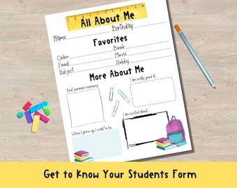 Daycare All About Me Form Daycare Questionnaire Get to - Etsy