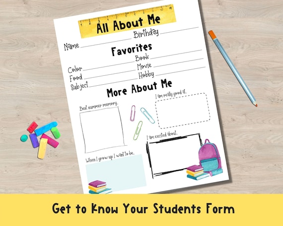 All About Me Student Questionnaire - Etsy