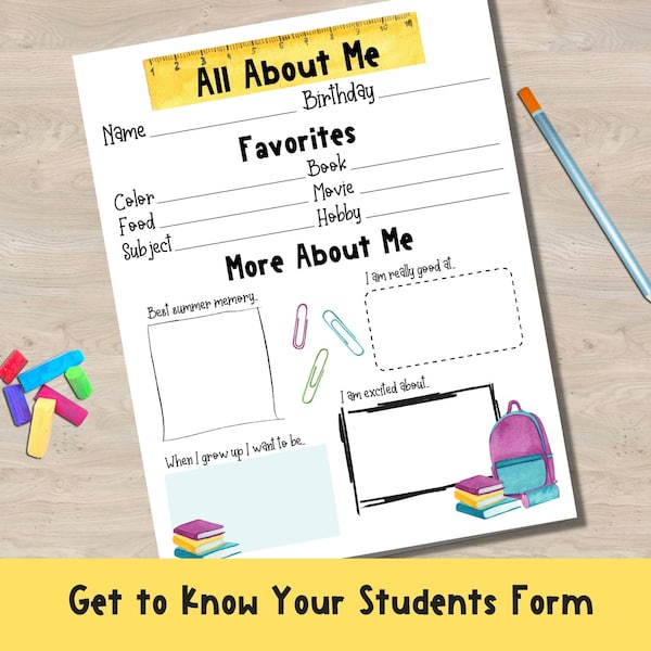 All About Me Student Questionnaire - Etsy